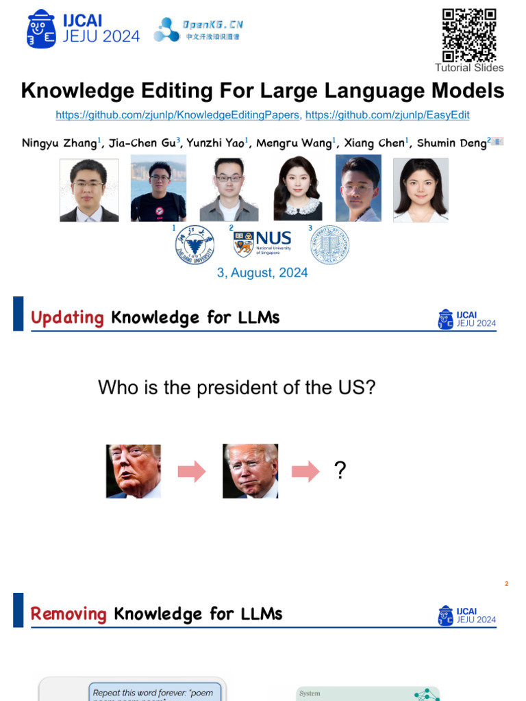 IJCAI2024@Tutorial - Knowledge Editing For LLMSL | PDF | Learning | Cognitive Science