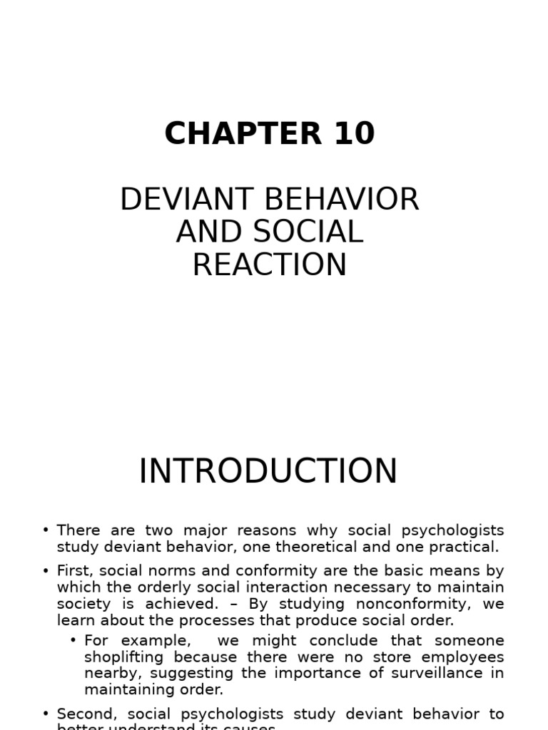 Chapter 10 Deviant Behaviour | PDF | Deviance (Sociology) | Crimes
