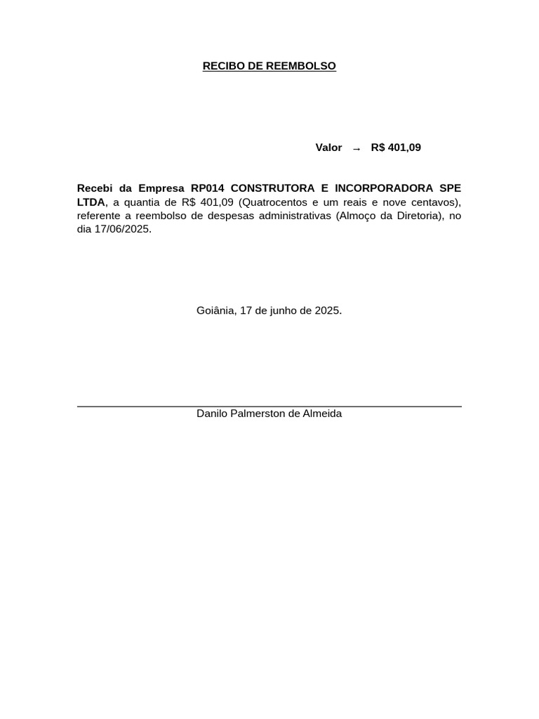 Recibo de Reembolso | PDF