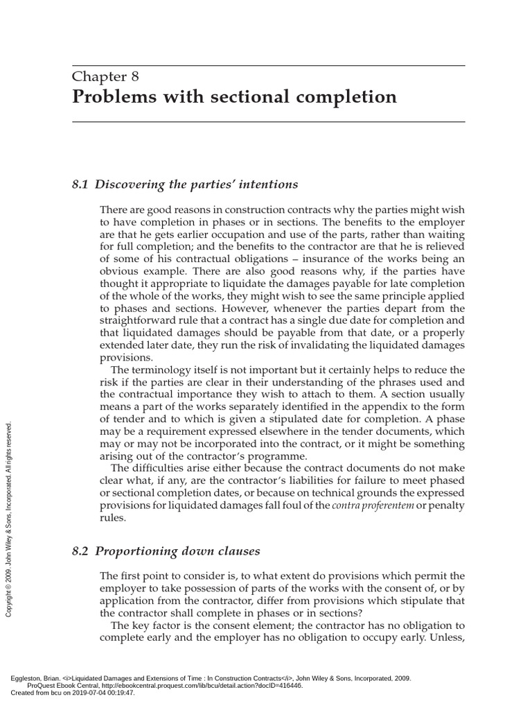 Liquidated Damages and Extensions of Time in Const... - (Chapter 8 Problems With Sectional ...