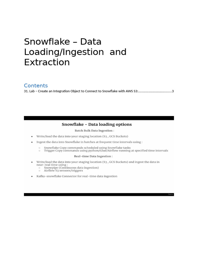 Snowflake Data Loading Ingestion and Extraction | PDF | Computer Programming | Computer Data