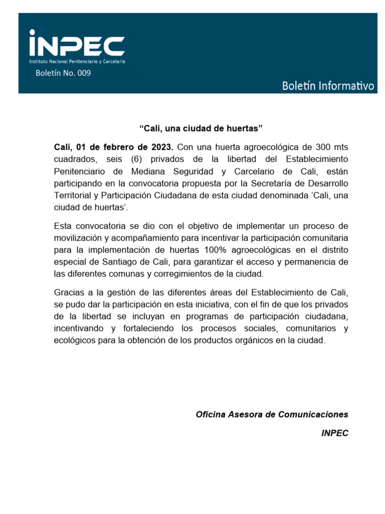 Boletín Informativo No.009 | PDF
