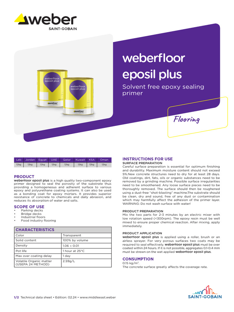 TDS Weberfloor Eposil Plus | PDF | Epoxy | Materials