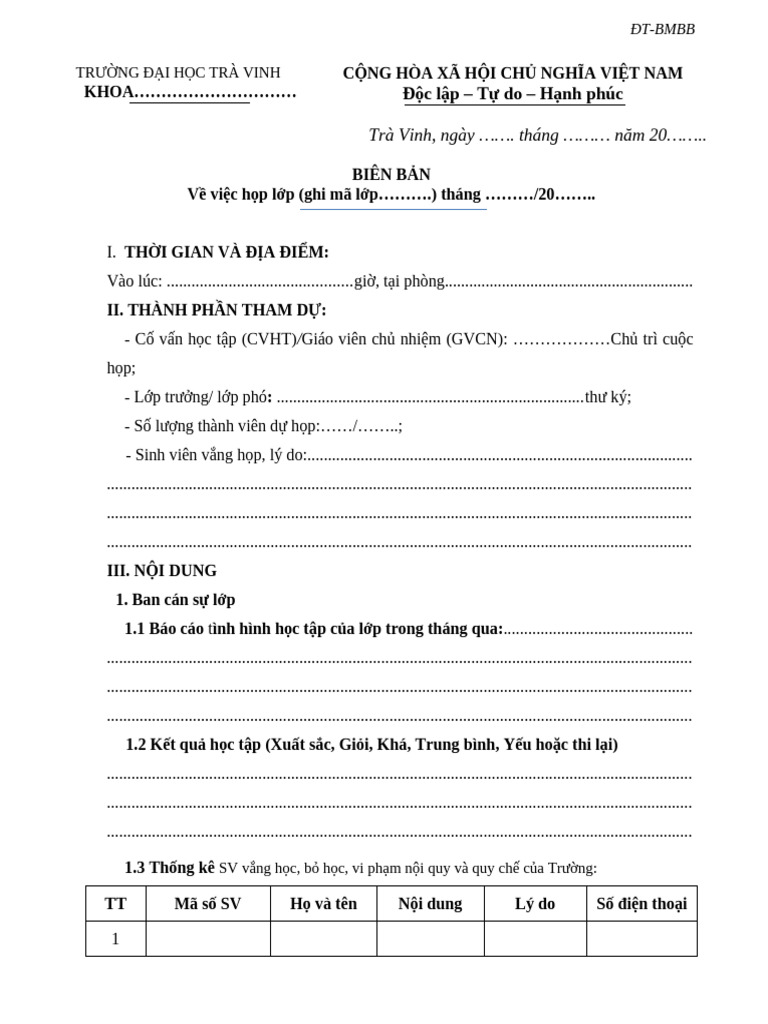 Bien Ban CVHT-BMBB | PDF