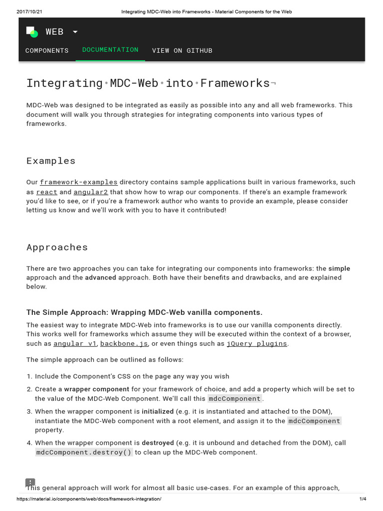 4 - Integrating MDC-Web Into Frameworks - Material Components For The ...