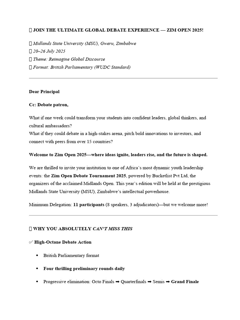 ? JOIN THE ULTIMATE GLOBAL DEBATE EXPERIENCE Zidc Edition | PDF