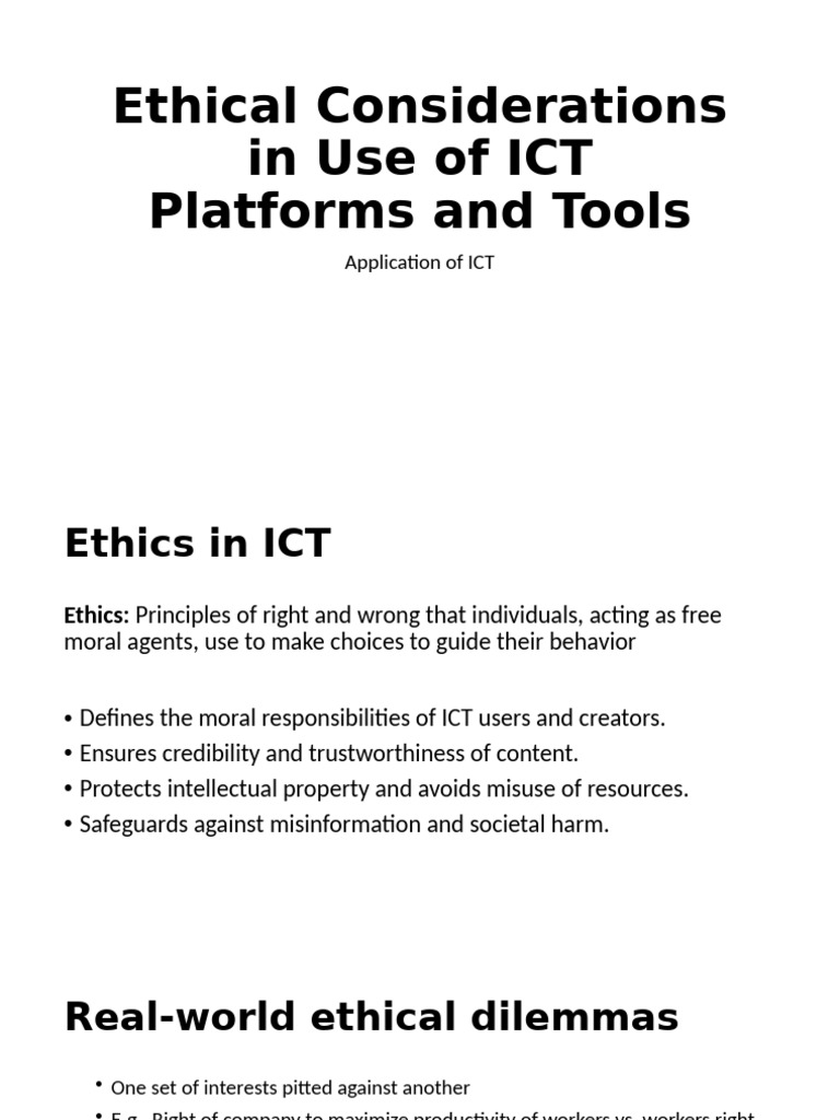 Ethical Considerations in Use of ICT Platforms and | PDF | Copyright Infringement | Privacy
