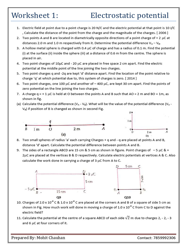 Chapter 2 Electrostatic Potential and Capacitance Questions | PDF | Electric Field | Capacitance