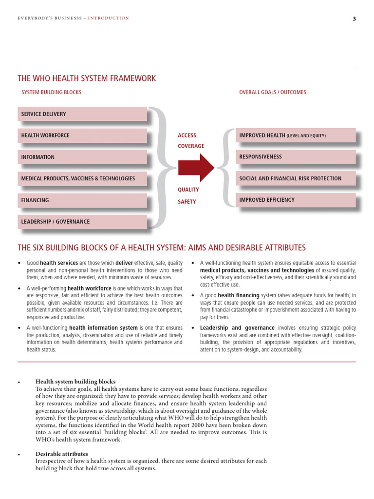 WHO 6 Building Block Framework | PDF | Health Human Resources | World ...