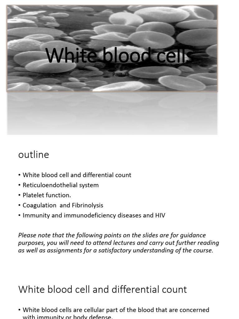White Blood Cells Lecture 2025 | PDF | Coagulation | Immune System