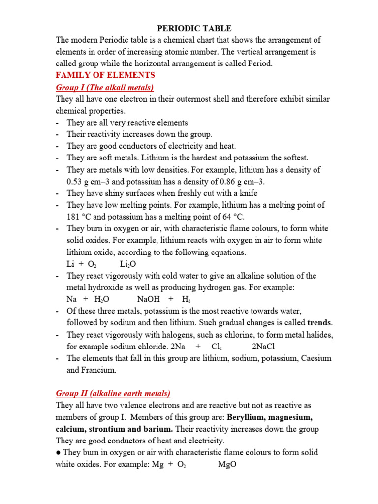 Sixth Period Alkali Metal Overview | PDF | Transition Metals | Periodic ...