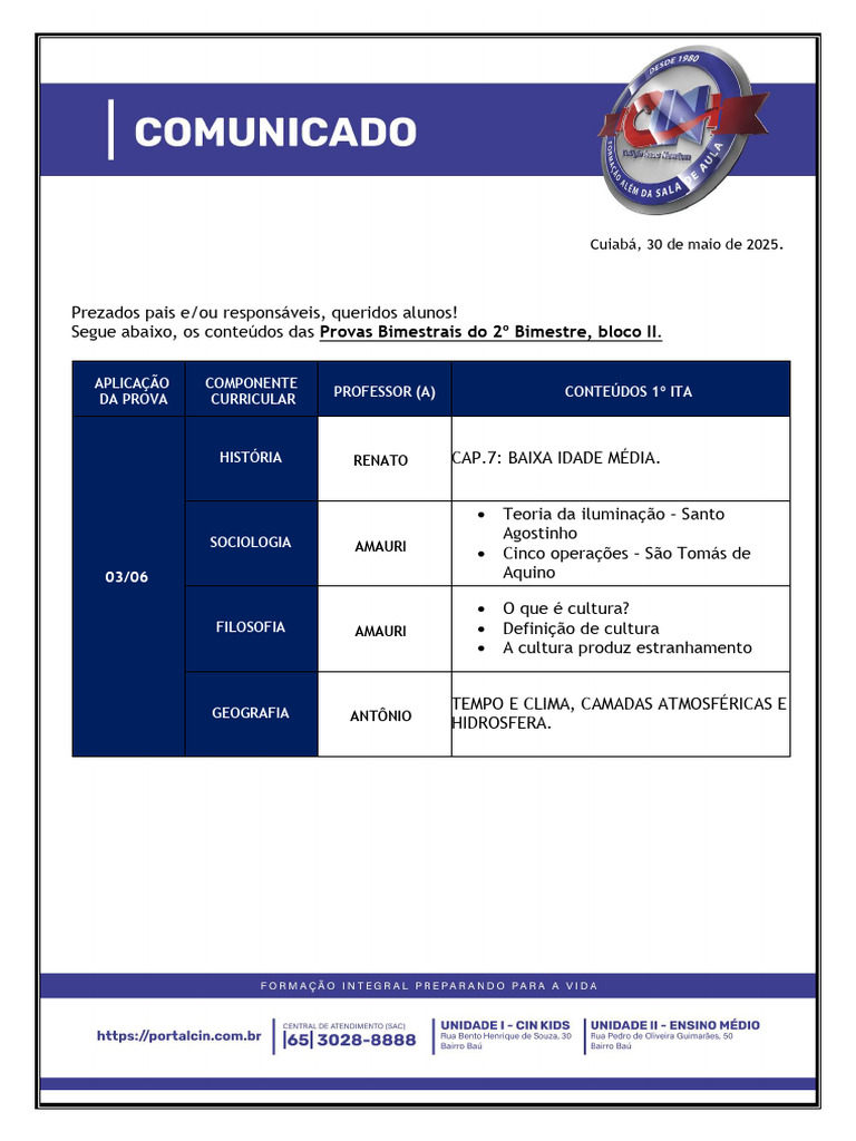 Conteúdo de Prova | PDF