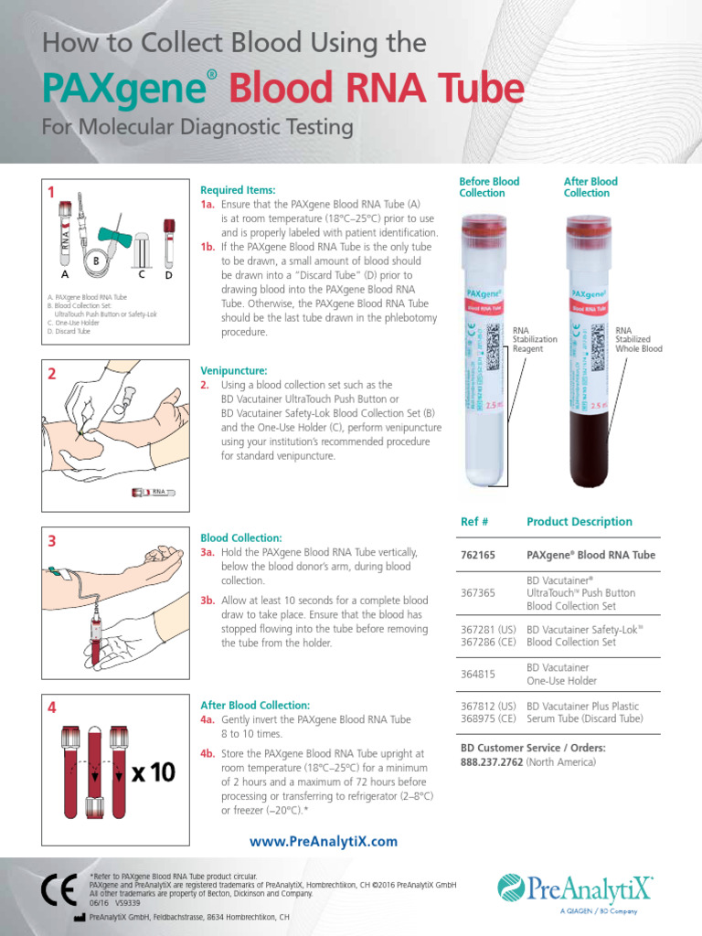 VS9339 FL Blood RNA TubeIVD How To Collect Blood 0616 WW | PDF ...