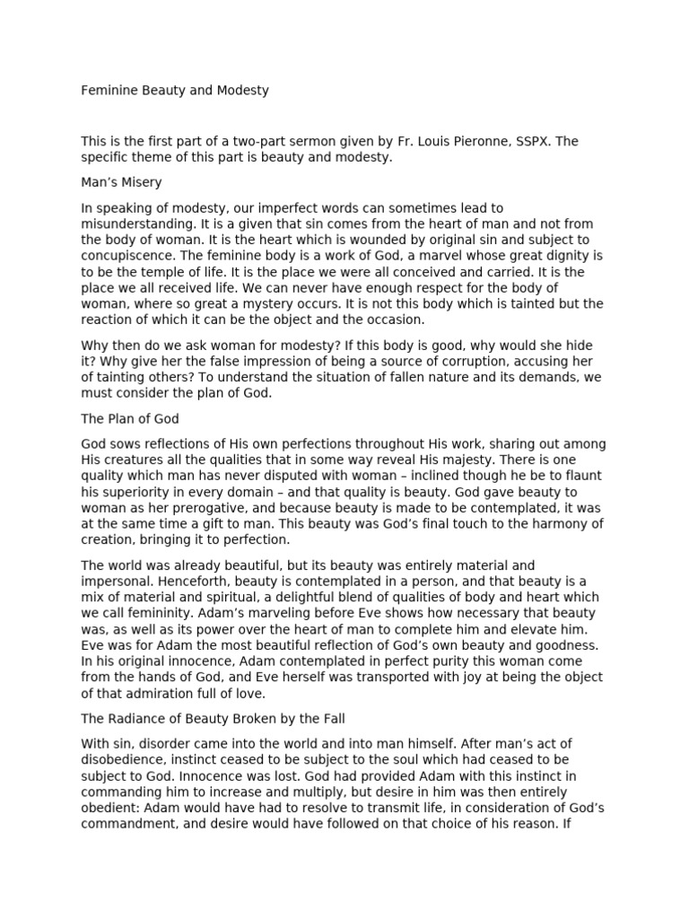 Feminine Beauty and Modesty | PDF | Beauty | Adam