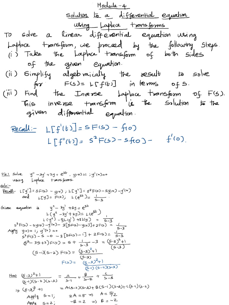 Solving ODEs with Laplace Transform | PDF | Ordinary Differential ...