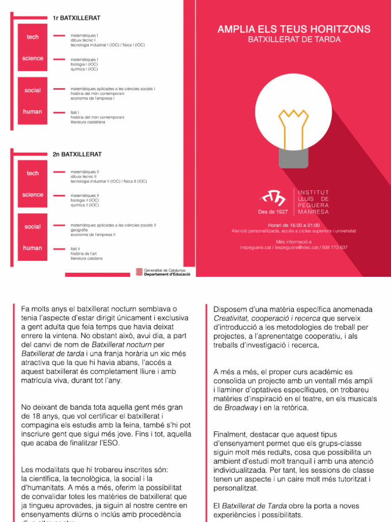 Diptic-Informatiu BAT Tarda | PDF