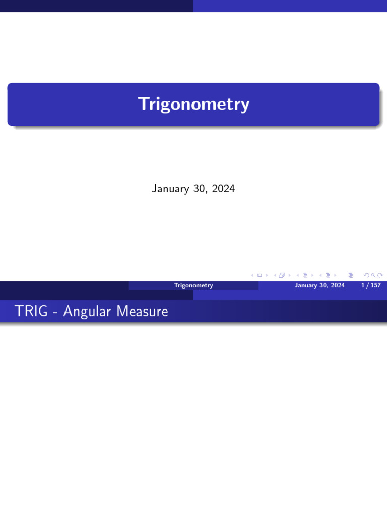 Trigonometry: Angular Measures & Formulas | PDF | Trigonometric ...