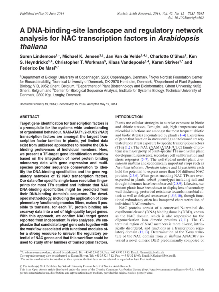 A DNA-binding-site Landscape and Regulatory Network Analysis For NAC Transcription Factors in ...