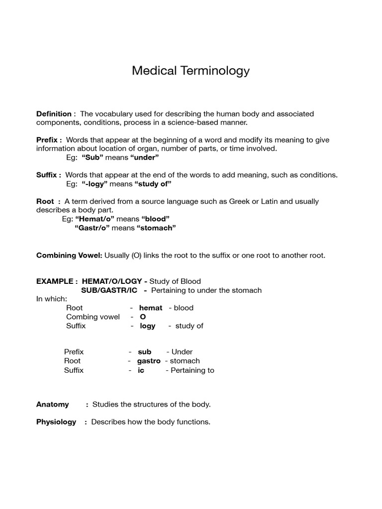 Medical Terminology and Body Structure | PDF | Vertebral Column ...