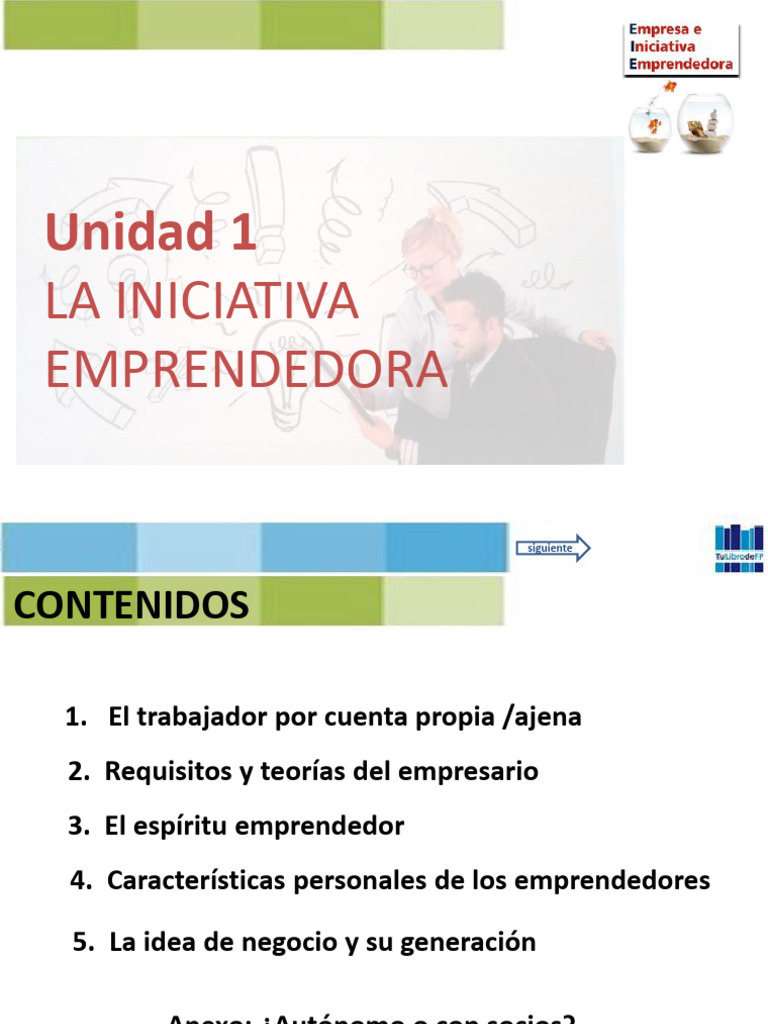 EIE 1 LA INICIATIVA EMPRENDEDORA-2024. Presentación | PDF | Iniciativa empresarial | Motivación
