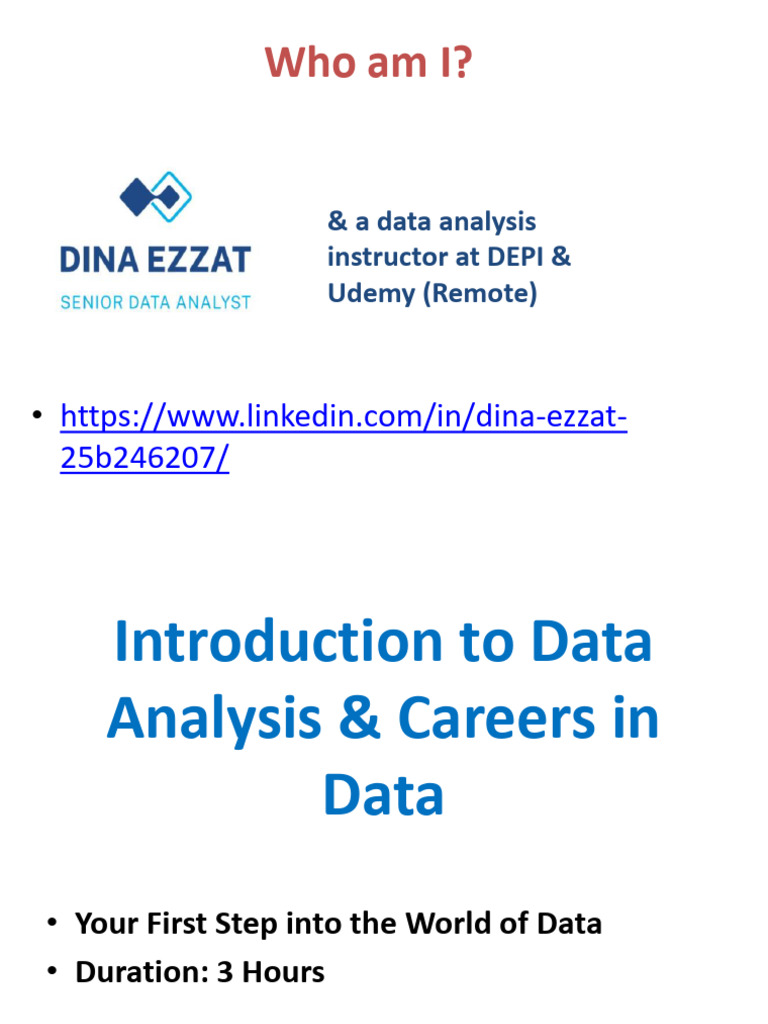 1-Intro To Data Analysis and Careers 3 Hour | PDF | Data Analysis | Data