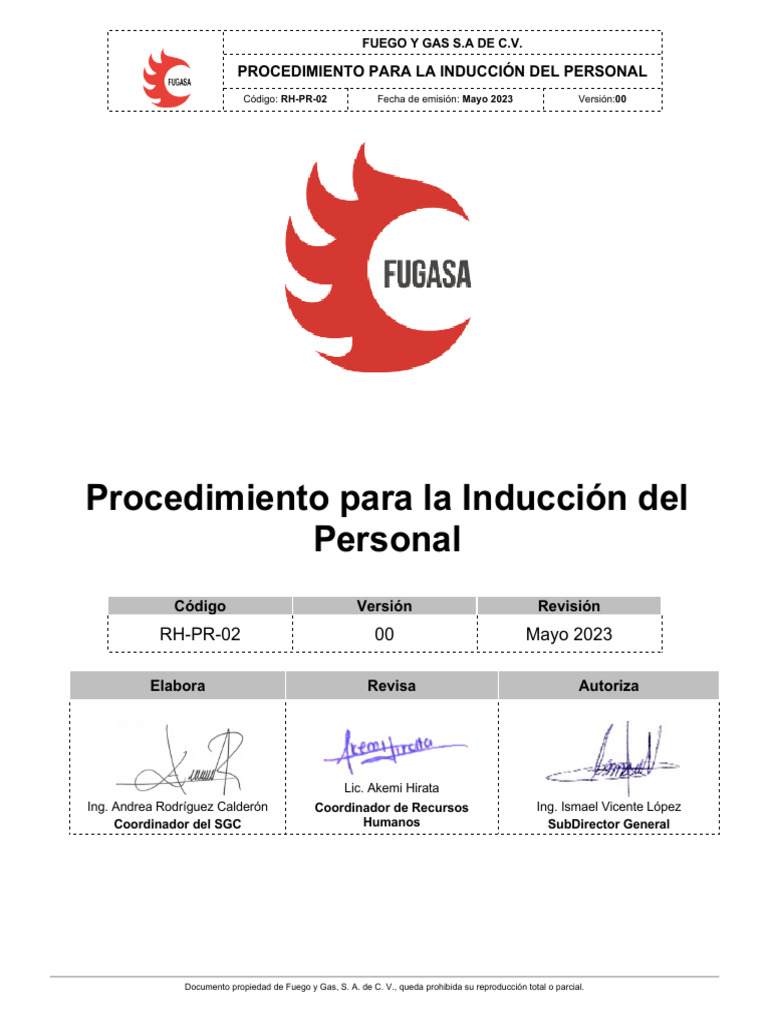 RH-PR-02 Procedimiento para La Inducción Del Personal - Ver00 | PDF ...
