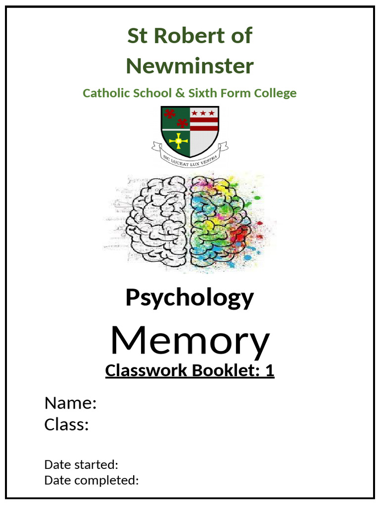 Memory Booklet Pt1 | PDF | Memory | Long Term Memory