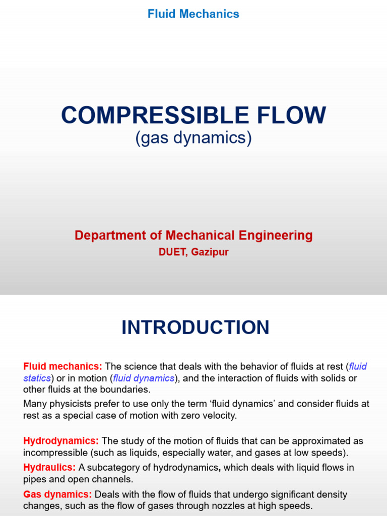 Compressible Flow - Old Lecture | PDF | Fluid Dynamics | Compressible Flow