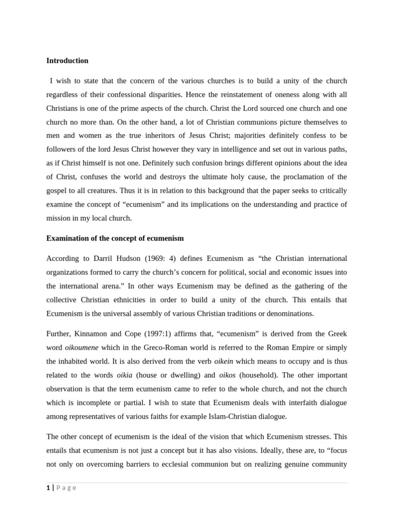 2017 Ecumenism R.chipasha. Edit | PDF | Christian Church | Ecumenism