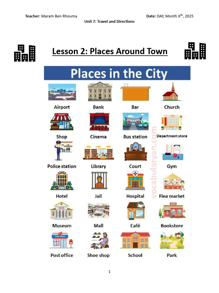 Places Around Town Lesson | PDF