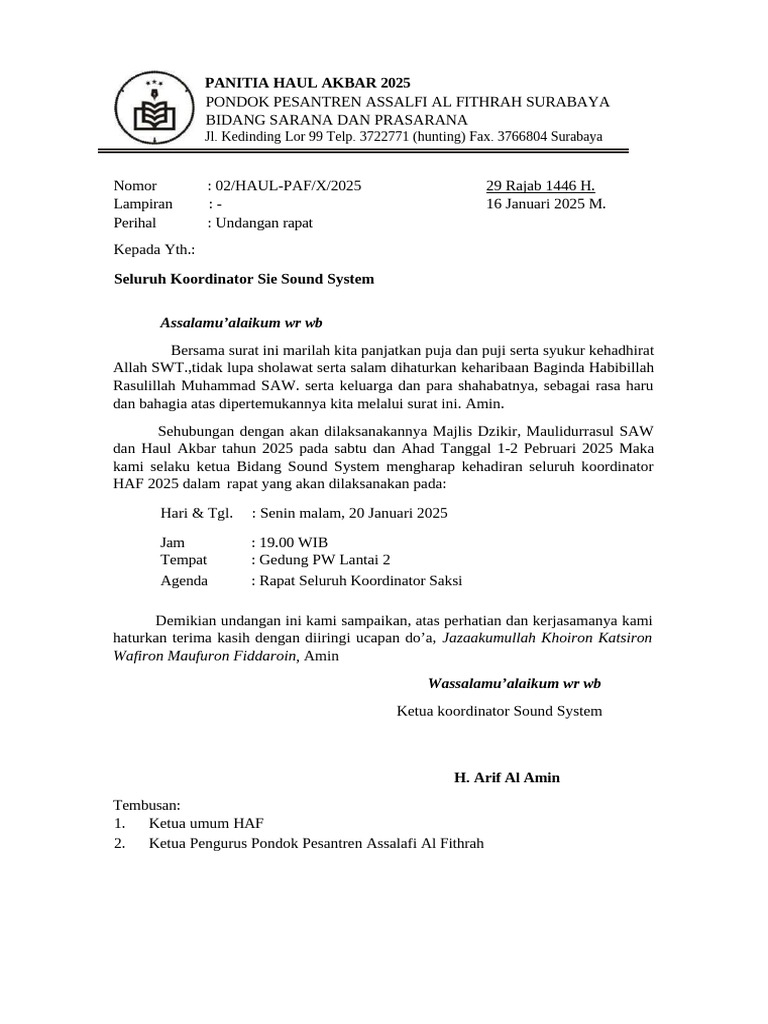 Undangan Rapat Sound System | PDF