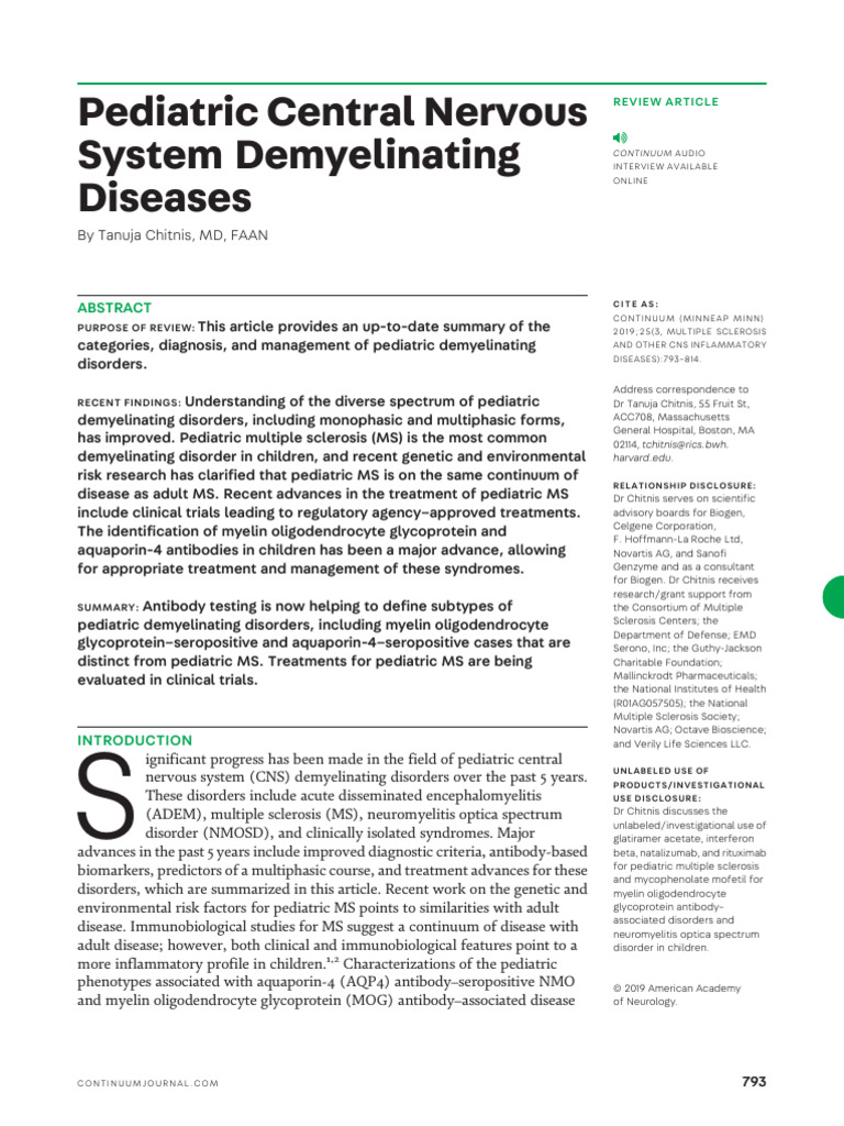 Pediatric Central Nervous System Demyelinating.14 | PDF | Multiple ...