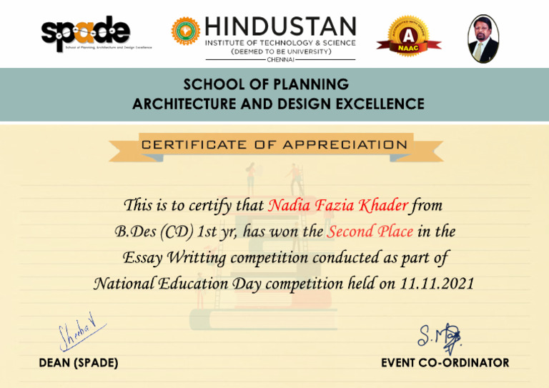 Essay Writing Competition Certificate | PDF