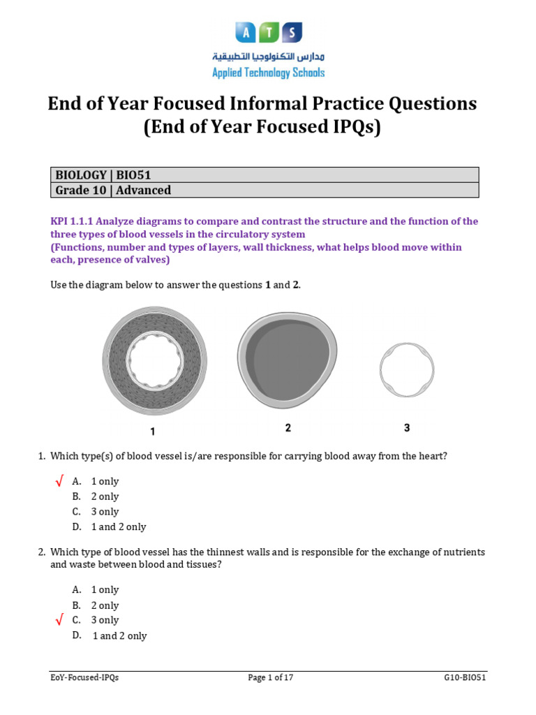 AY2425 EoY BIO51 Focused IPQ AK | PDF | Atrium (Heart) | Heart