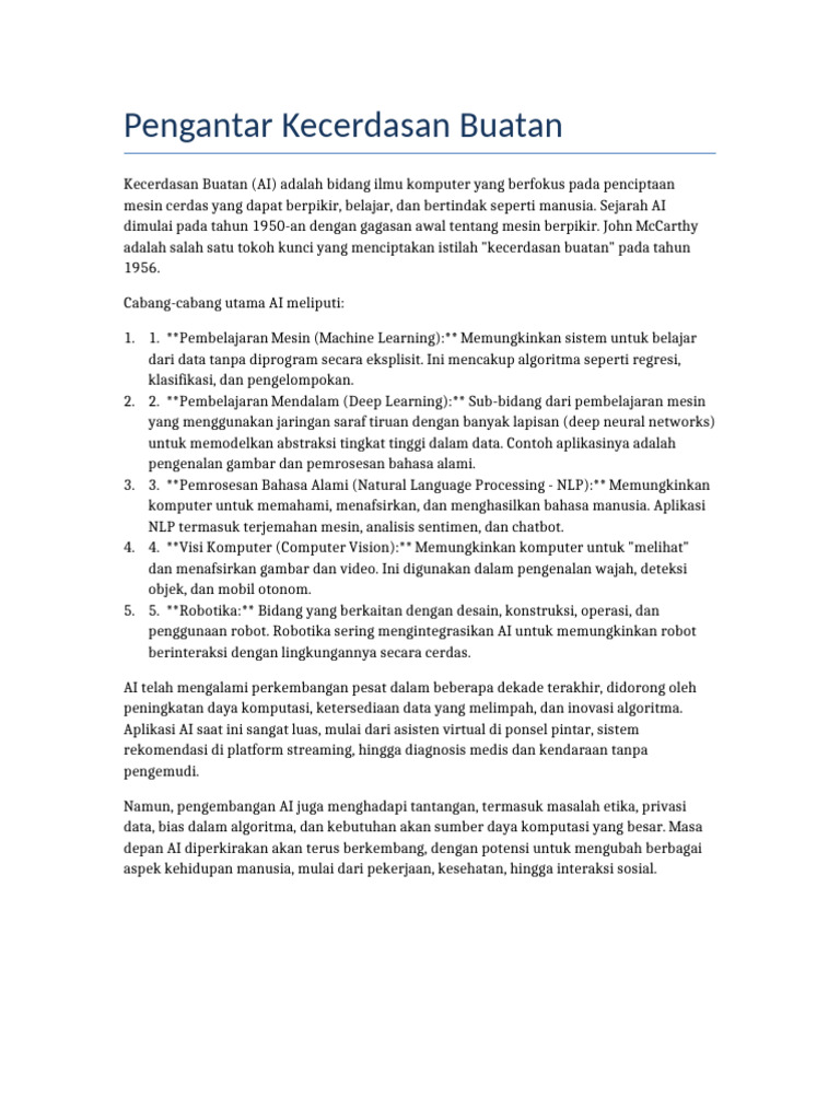 Pengantar Kecerdasan Buatan | PDF