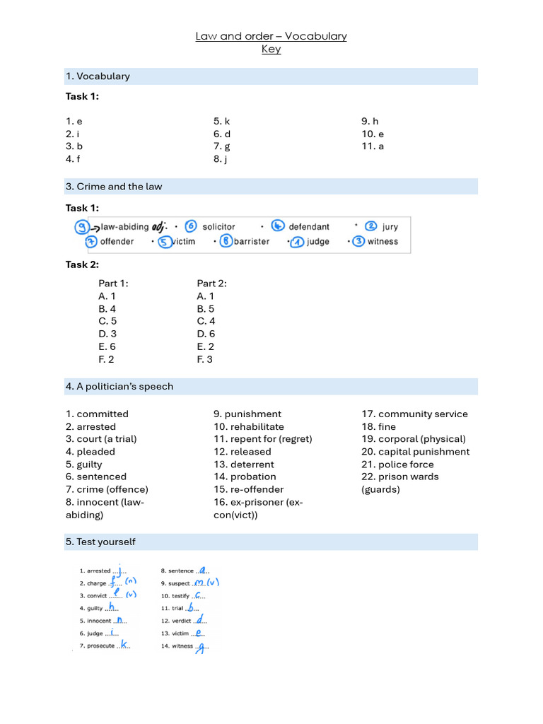 Law and Order Vocabulary Guide | PDF