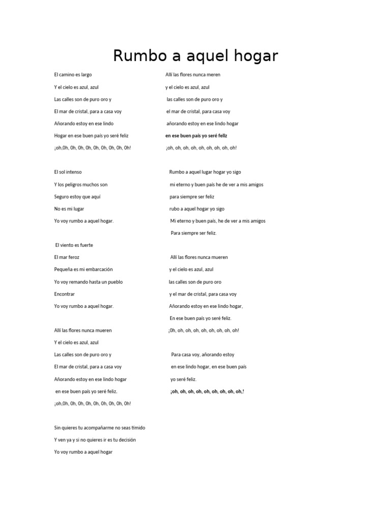 Rumbo a aquel hogar: letra y significado | PDF