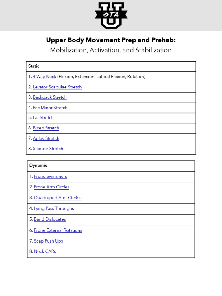 Upper Movement Prep and Prehab | PDF