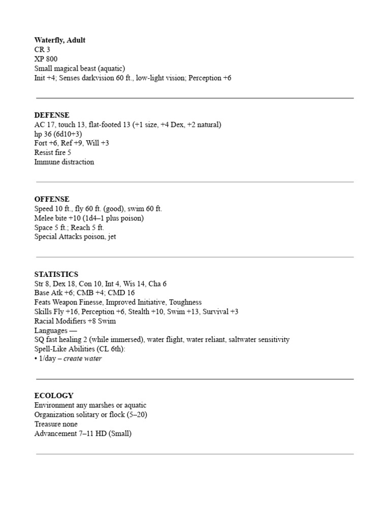 Waterfly (PF1e) | PDF