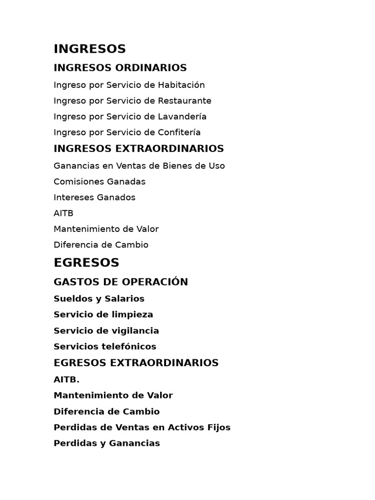 Ingresos y Egresos | PDF