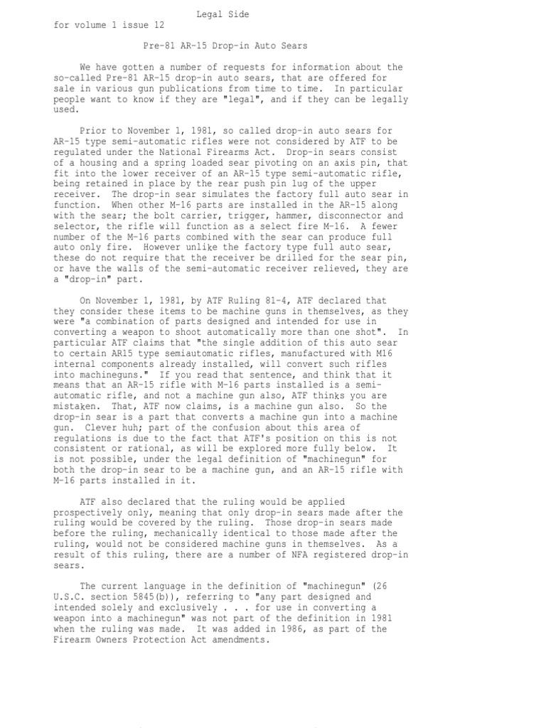 Ar 15 Auto Sear Faq | PDF | Machine Gun | Trigger (Firearms)