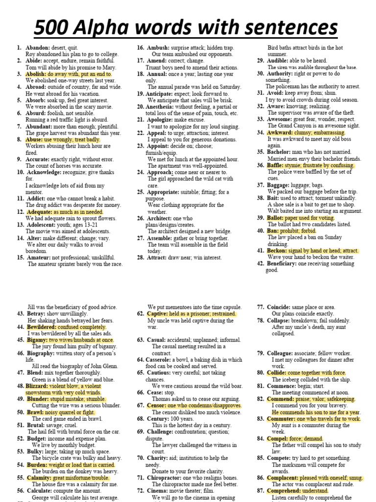 500 English Words with Meanings | PDF