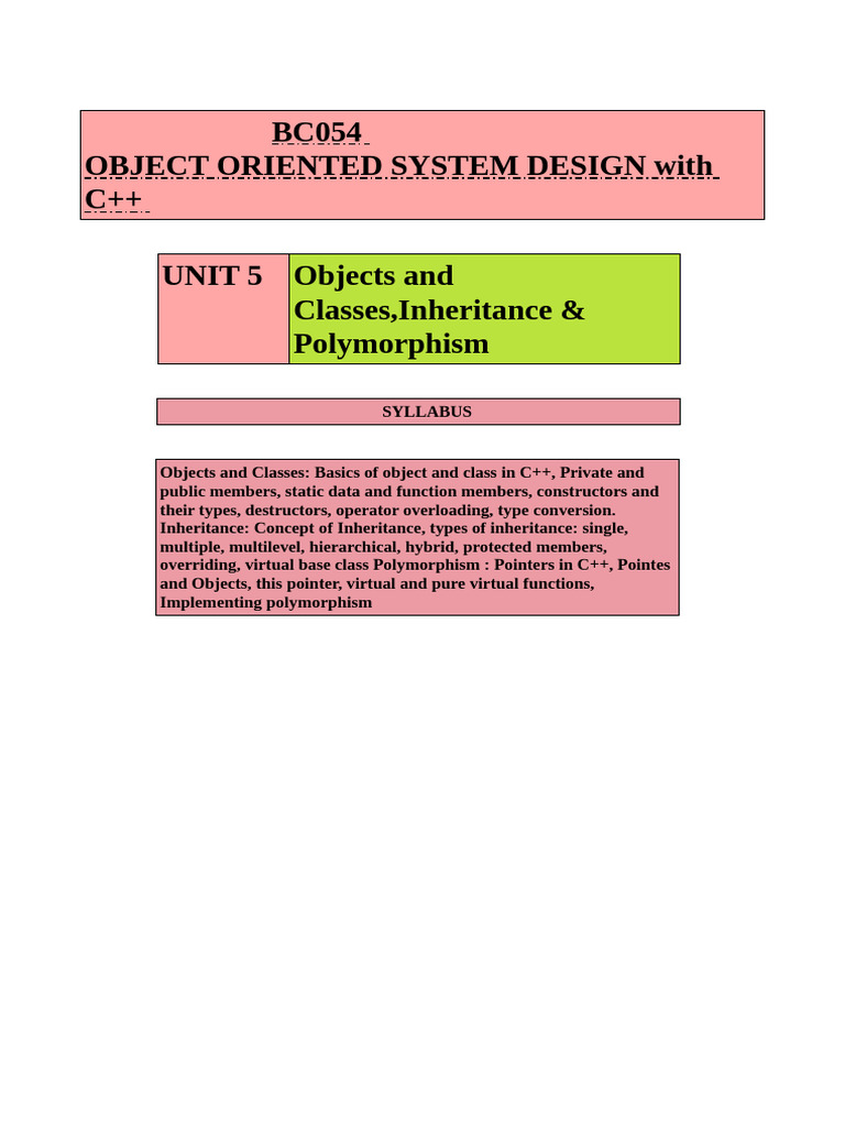 Object Oriented System Design Unit-V | PDF