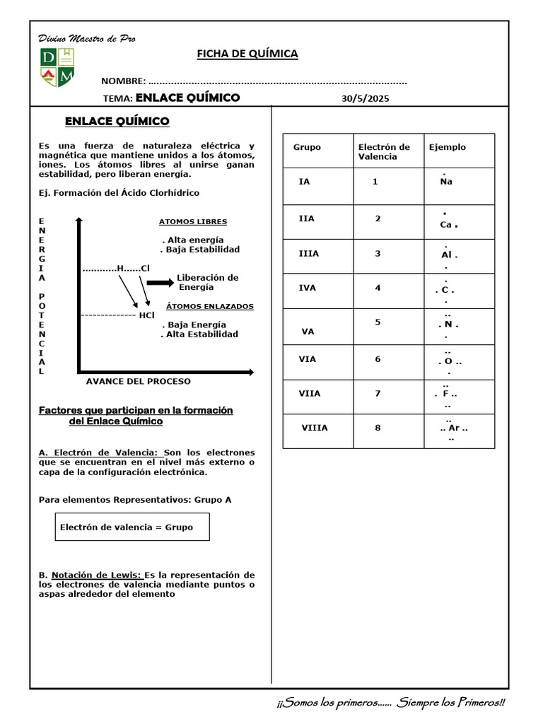 Ficha Química 5to | PDF | Enlace químico | Valencia (Química)