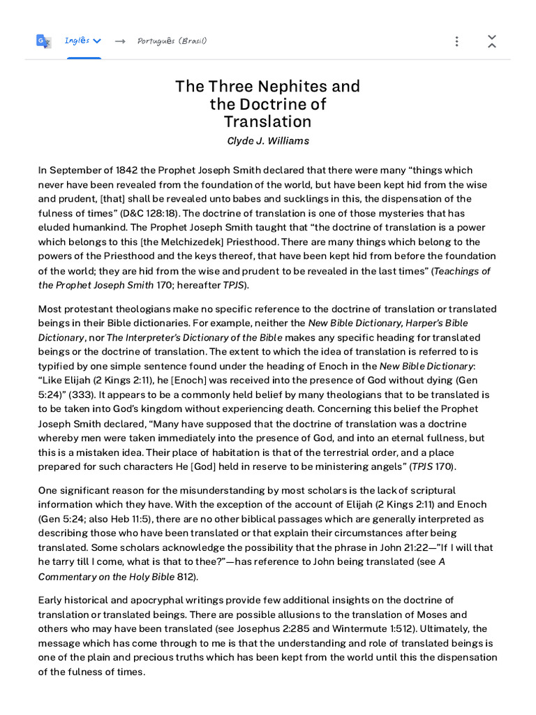 The Three Nephites and Translation Doctrine | PDF | Jesus | Mormonism