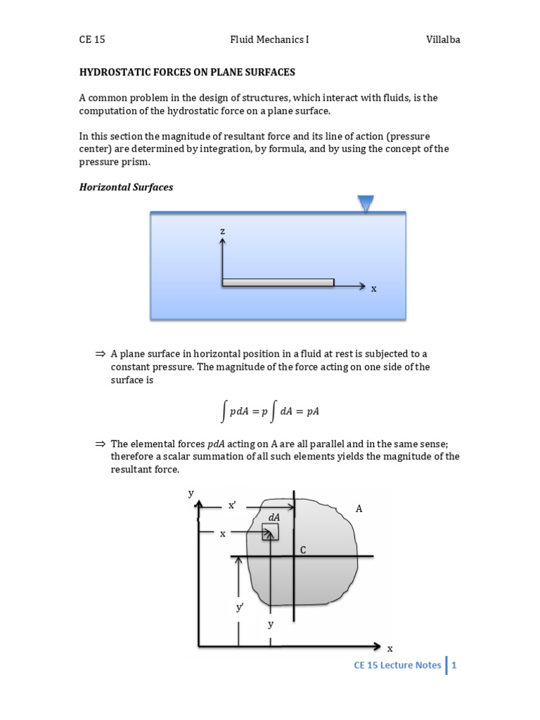 2c - Hydrostatic Forces On Plane Surfaces | PDF | Pressure | Force