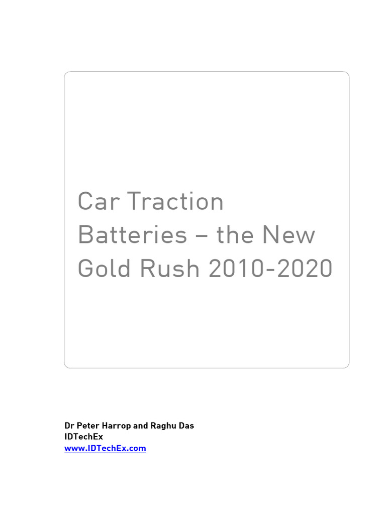 Harrop Peter, Das Raghu. - Car Traction Batteries - The New Gold Rush ...