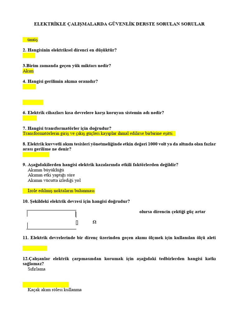 Elektri̇k Soru | PDF