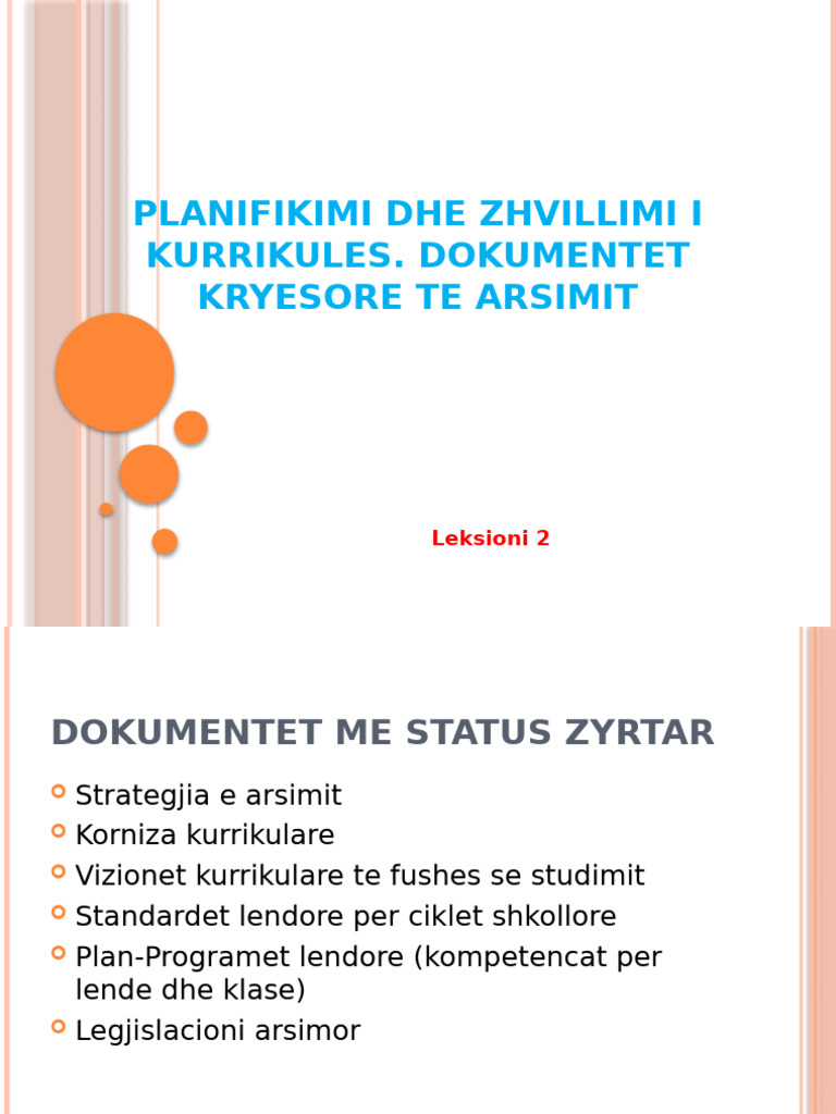 Leksioni 2. Planifikimi Dhe Zhvillimi I Kurrikules | PDF