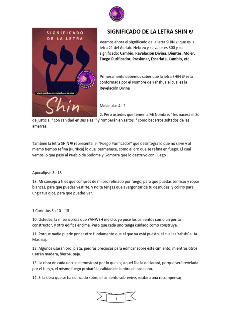 Significado de la letra Shin en hebreo | PDF | Creencia religiosa y ...